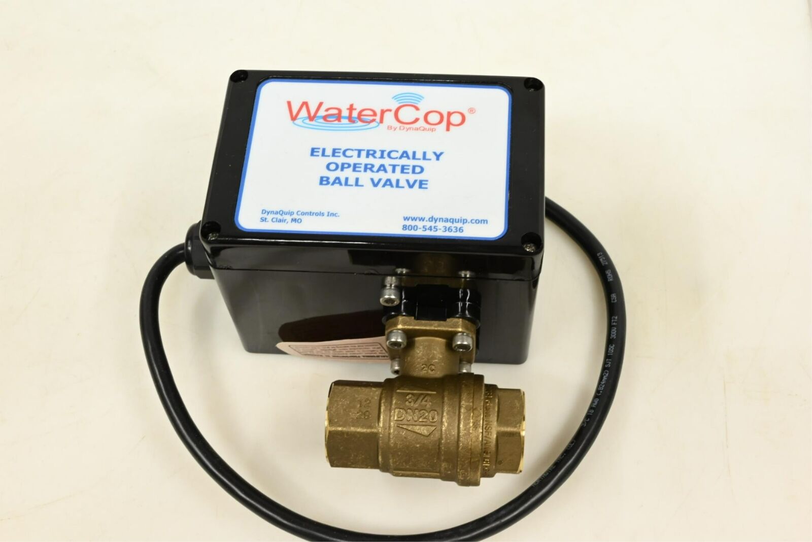 WaterCop EHW24AJP01 Electrically Actuated Two-Way Ball Valve, 3/4" Val ...
